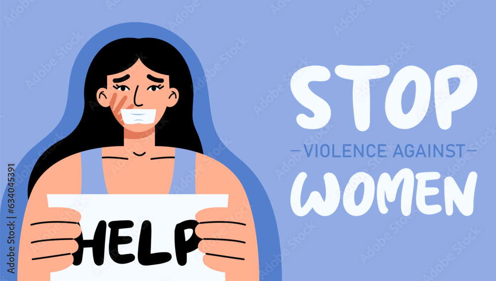 Concept of domestic violence, sexual abuse in the family, bullying, aggression against women ...