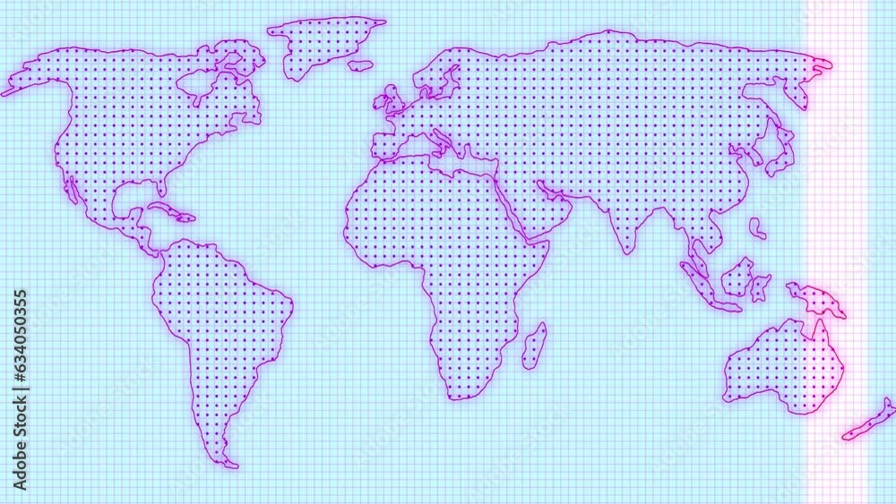 Red color scanning earth map animation, Digital technology Scanning ...