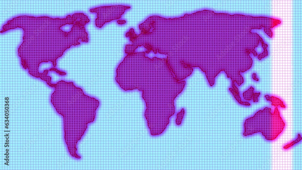 Red color scanning earth map animation, Digital technology Scanning ...
