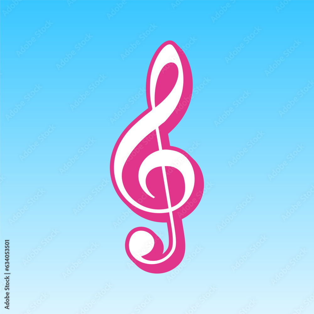 Music violin clef sign. G-clef. Treble clef. Cerise pink with white ...