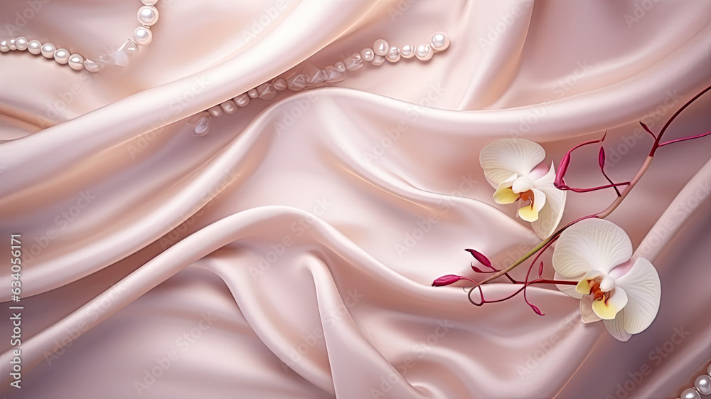 Decorative and luxurious volumetric composition of undulating silk with ...