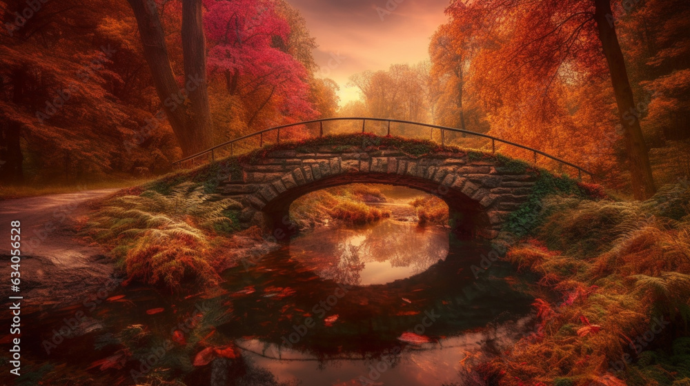 Awesome Autumn Landscape. Amazing sunset in Azalea and Rhododendron ...