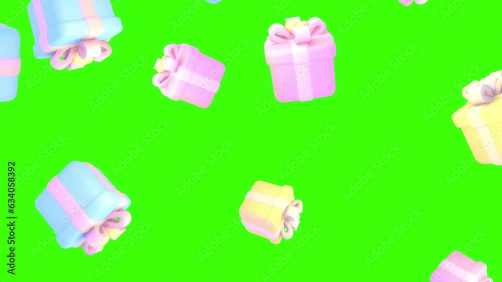 Looped falling gift boxes on green screen background animation. Stock ...