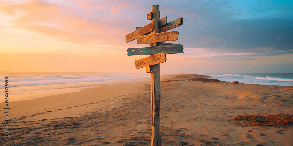 Handmade beach signpost with directions to everywhere, blog chat share ...