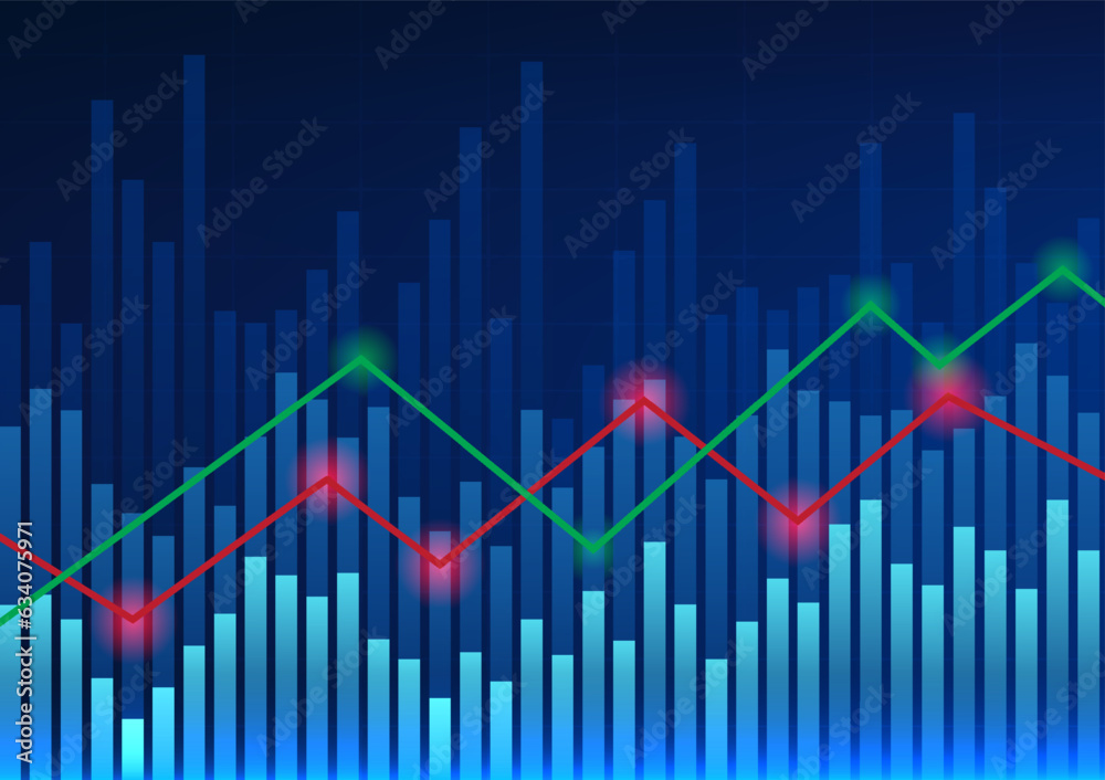 Technology background showing stock price as a graph Used to measure ...