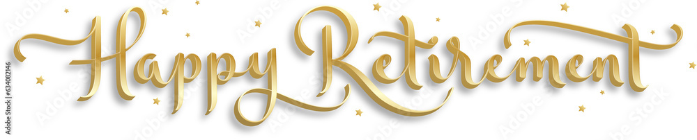 Poster HAPPY RETIREMENT metallic gold brush calligraphy banner with ...