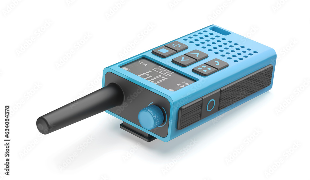 Blue modern handheld transceiver on white background Stock Illustration ...