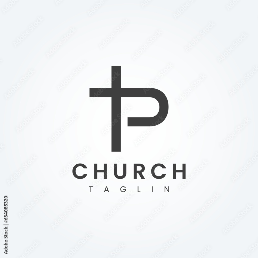 Creative Letter P Cross Logo Design Vector Image Stock Vector | Adobe Stock