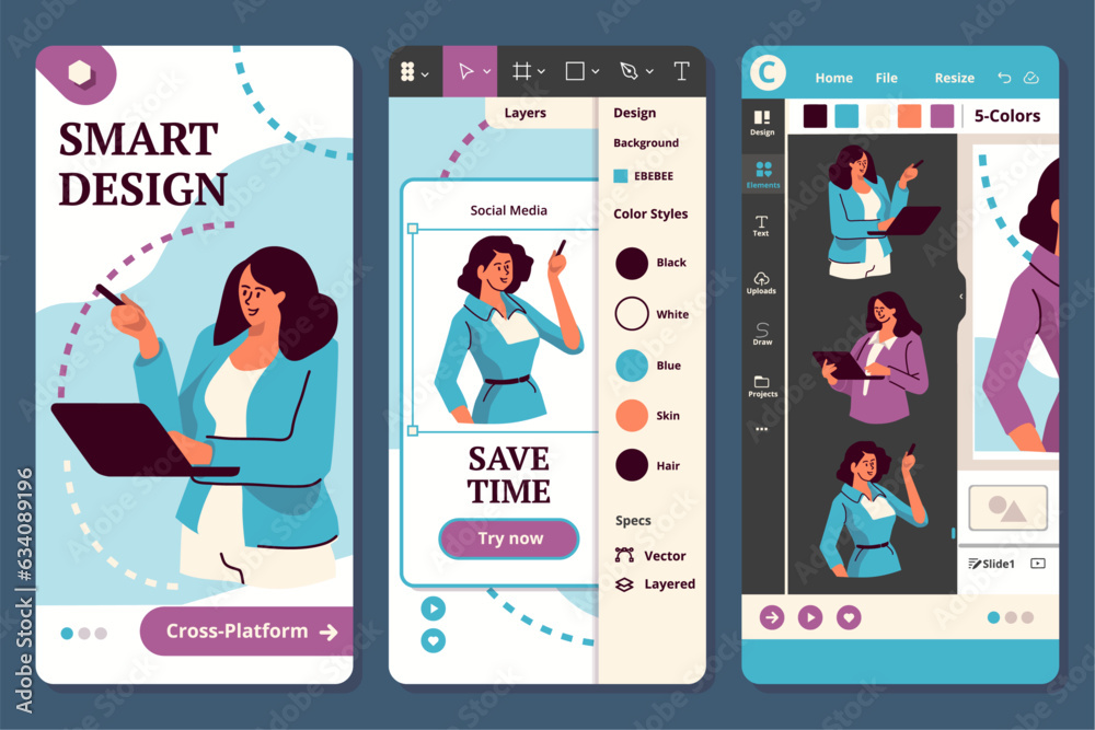 Women in STEM concept a Figma bundle. Set of character situations and ...