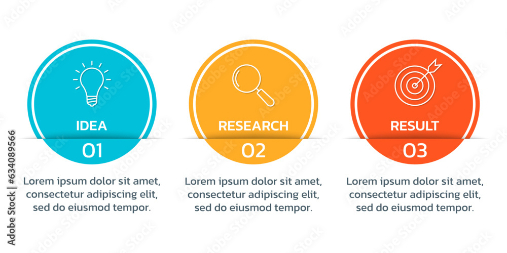 3 step infographic template. Process diagram, business presentation ...