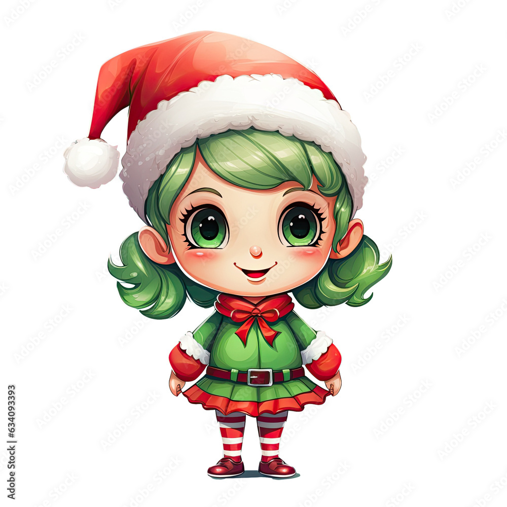 Christmas elf skating in Santa s workshop wearing green and red outfit ...