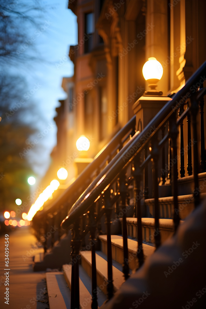 The essence of city living with an iconic urban stoop in New York City ...