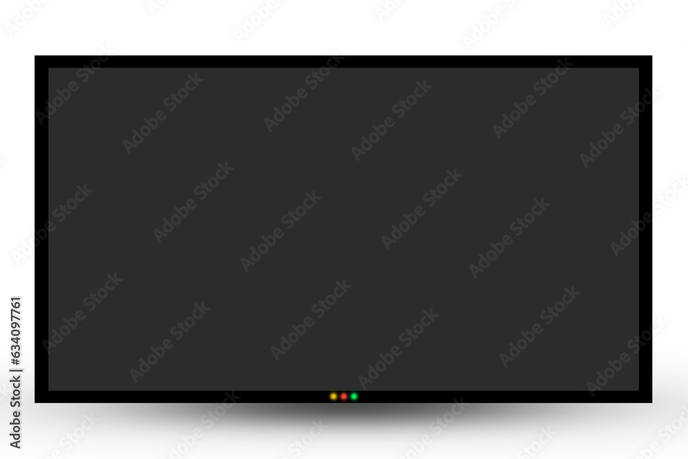 black realistic lcd monitor with realsitic shadow. Big LCD television ...