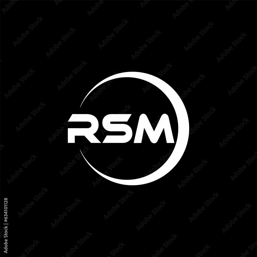 RSM letter logo design with black background in illustrator, cube logo ...