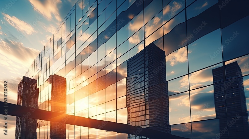 Modern office building or business center. High-rise windor buildings ...