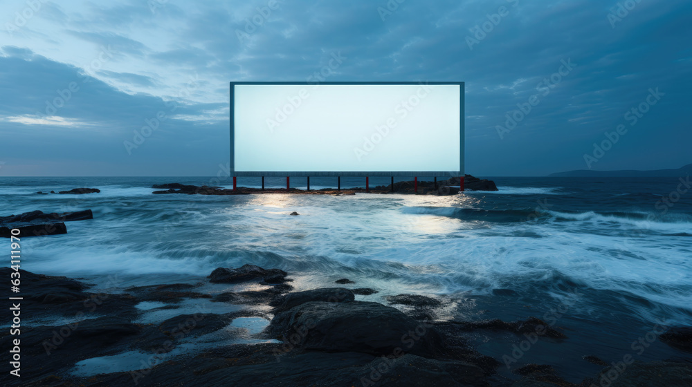 stunning horizontal poster mockup showcasing the beauty of the ocean at ...