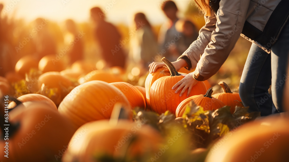 People having fun at the pumpkin patch, pumpkins, autumn, fall, family ...