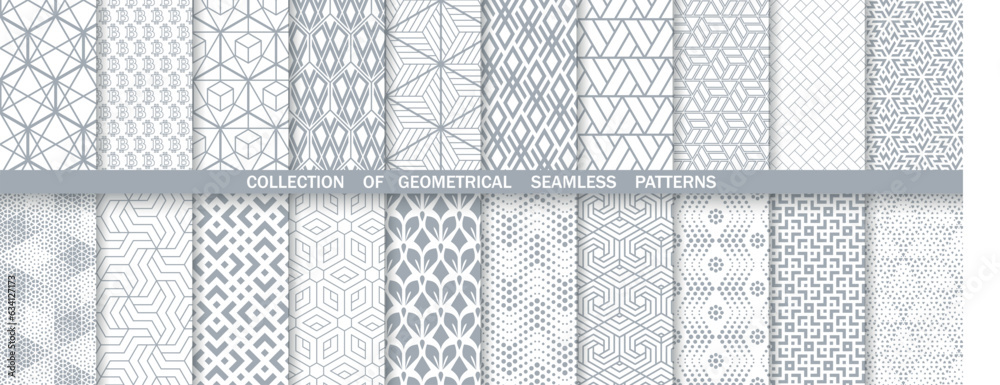 Geometric set of seamless gray and white patterns. Simpless vector ...