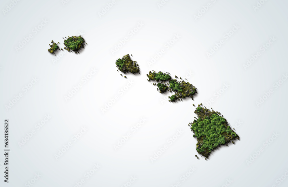 Hawaii Green map 3d concept background. Stock Illustration | Adobe Stock