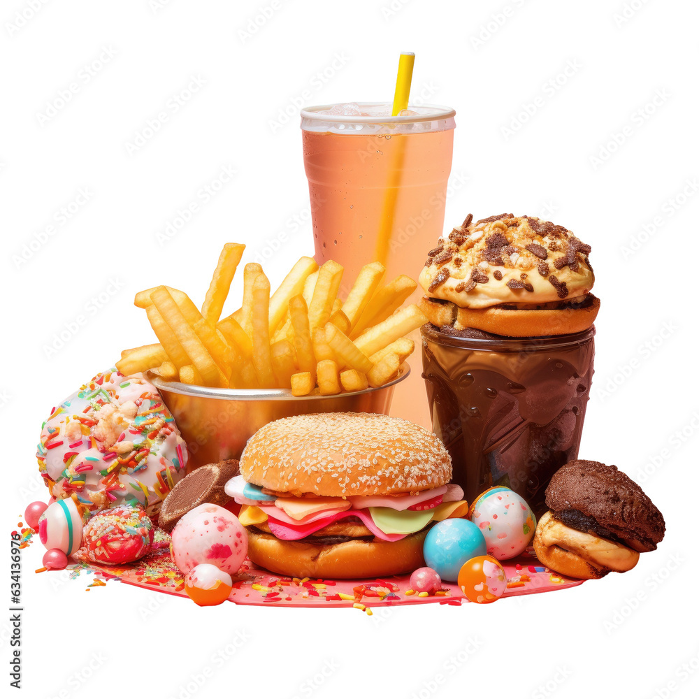 Unhealthy food with excessive fat content Stock Photo | Adobe Stock