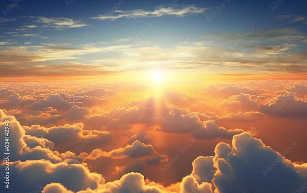 rising sun with clouds sea, Spectacular view featuring the morning sun ...