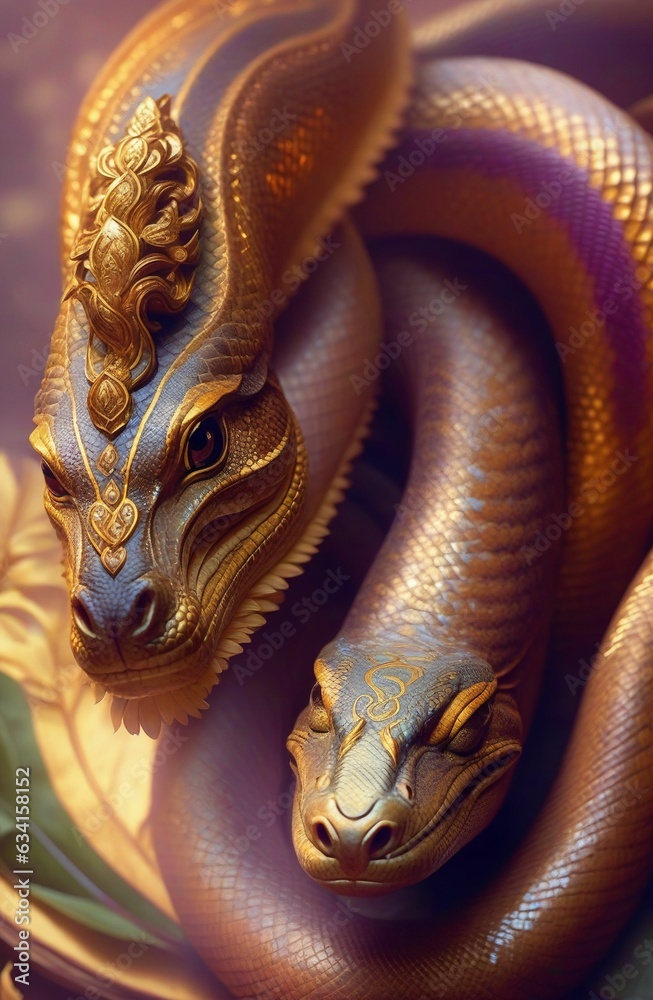 Naga - A serpent-like creature that is often depicted with the head of ...