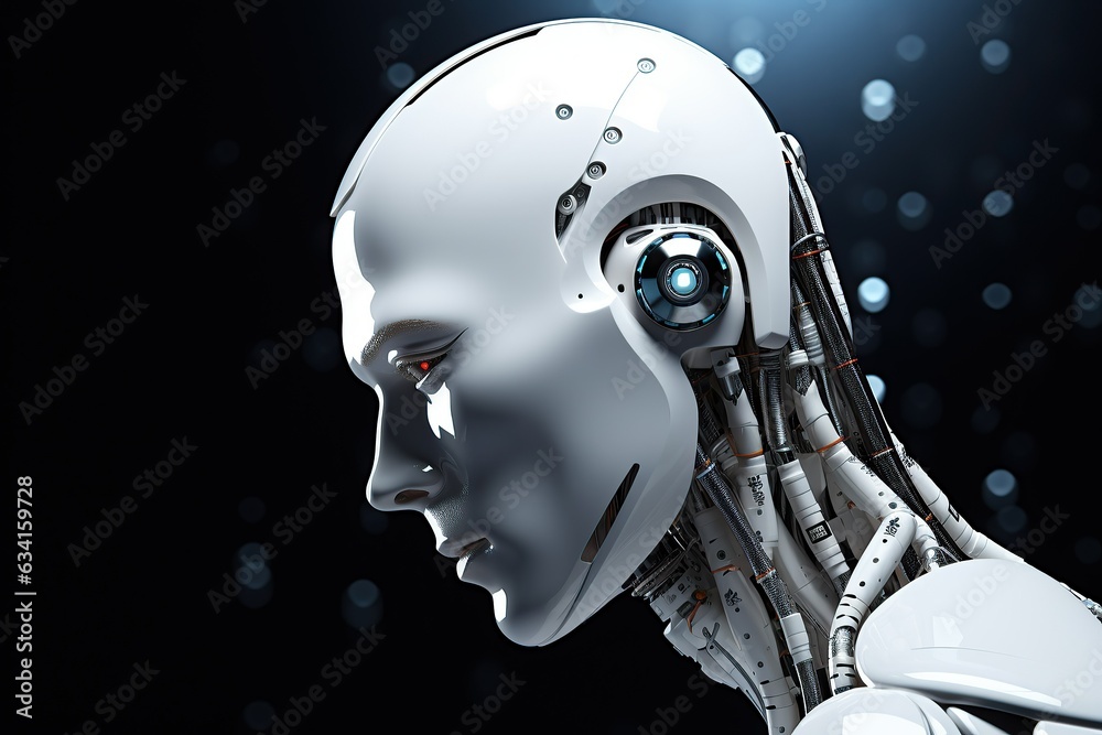 Human-Machine Fusion: Mind-Controlled Robots. AI generated Stock ...