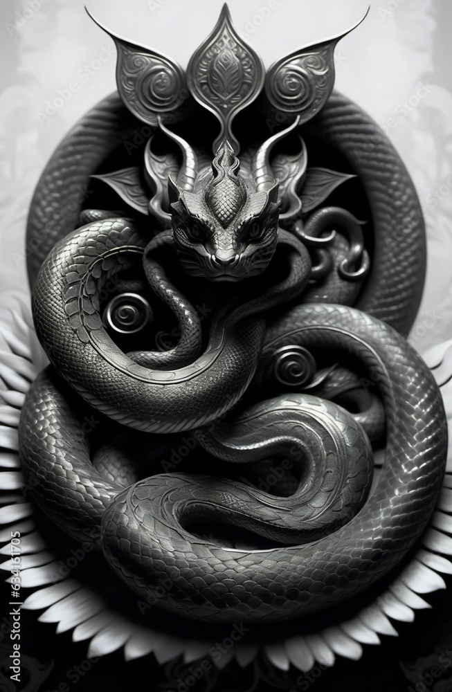 Naga - A serpent-like creature that is often depicted with the head of ...