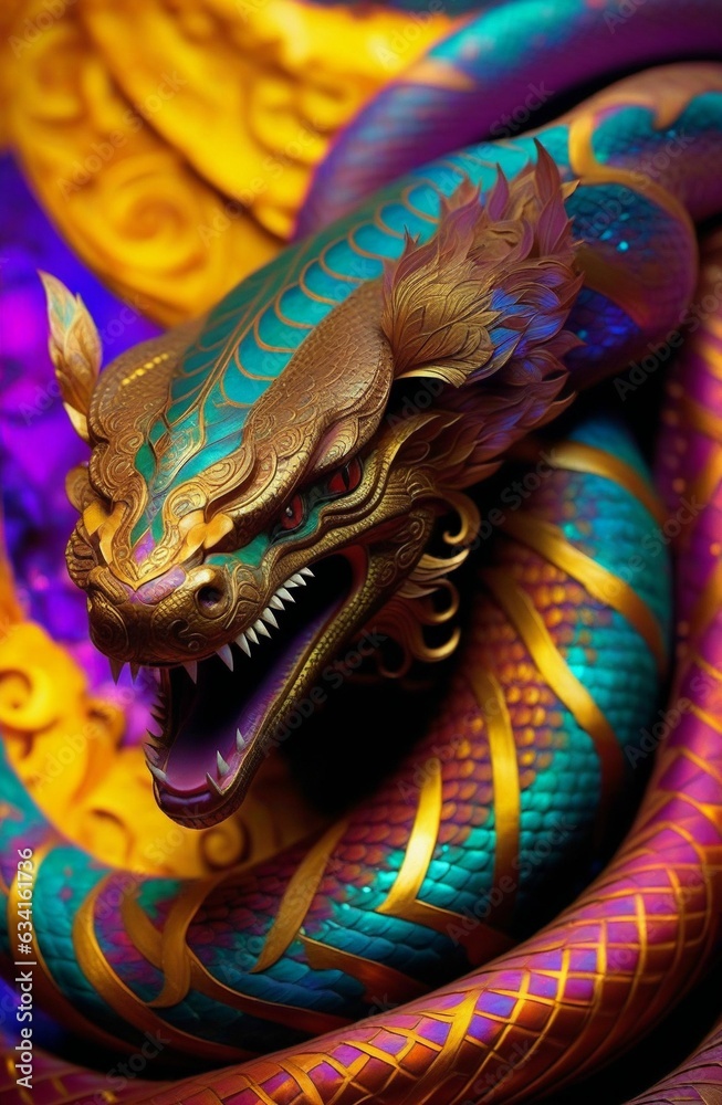 Naga - A serpent-like creature that is often depicted with the head of ...
