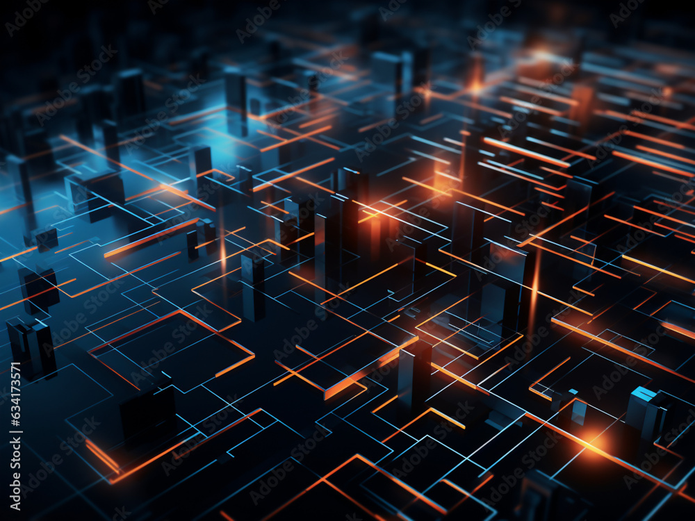 Dark digital background, combining sleek technologies, illustration ...