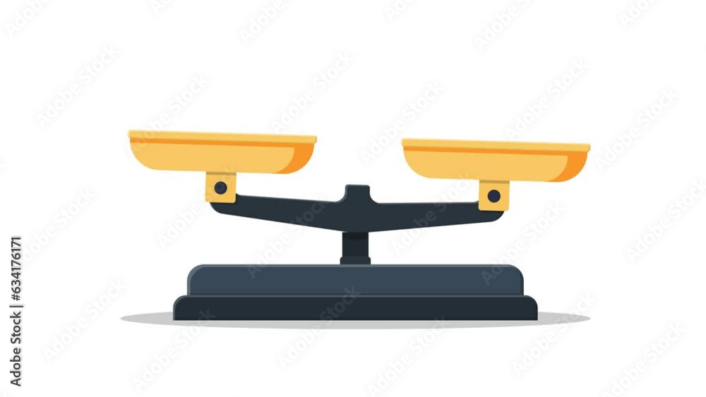 Empty Balance Scale Loop Animation on white background. Scaling and ...
