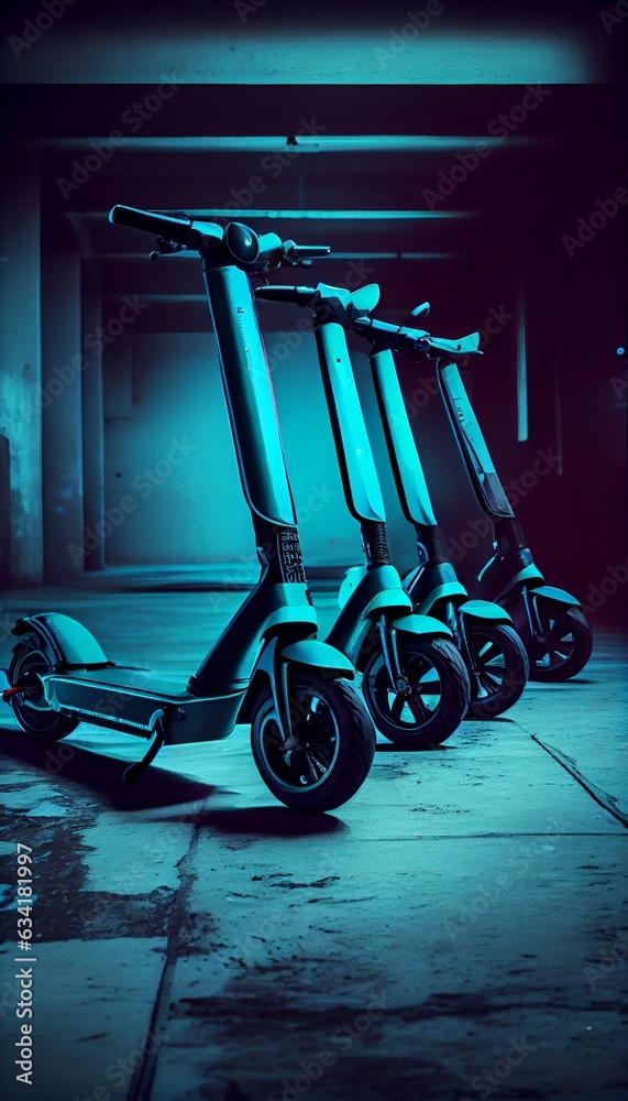 Sky blue electric scooter, high appearance level. Photo in high quality ...