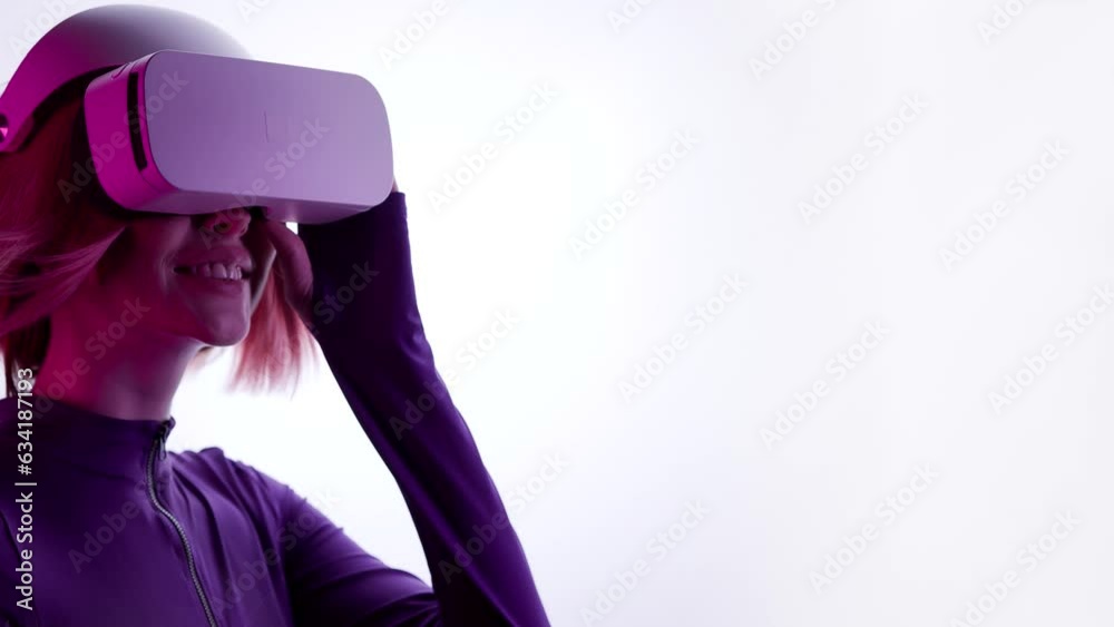 Hologram woman in futuristic costume with flowing hair. Female in ...