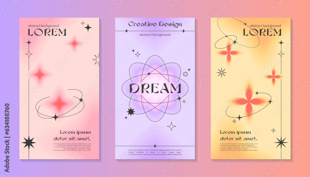 Vector insta story gradient templates with linear shapes,blurred ...