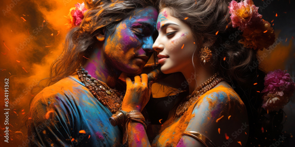 A Symbol of Love and Joy: Krishna and Radha in Holi Festival: A stunning image of Krishna and ...