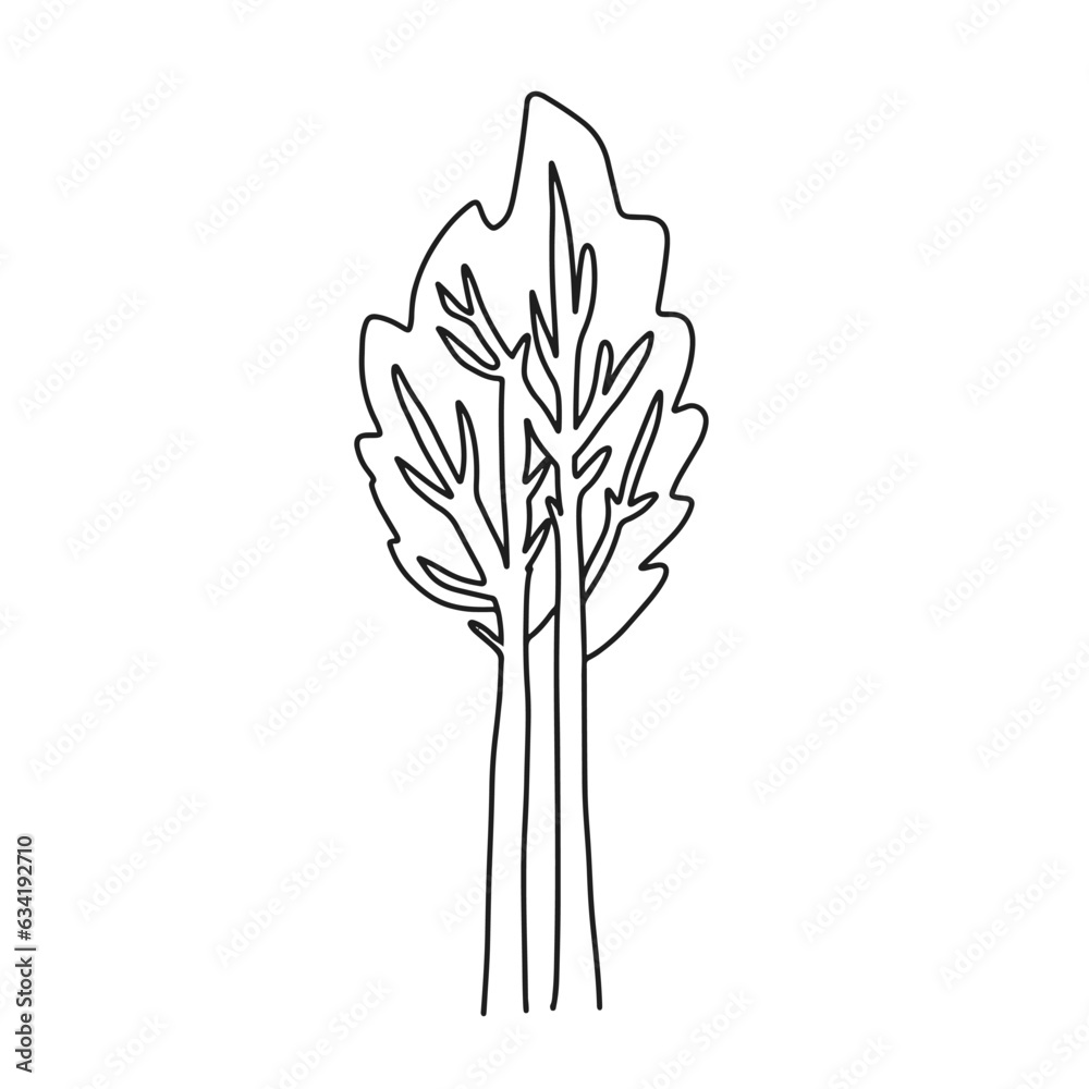 Doodle simple tree, Line art coloring page design element for teaching ...