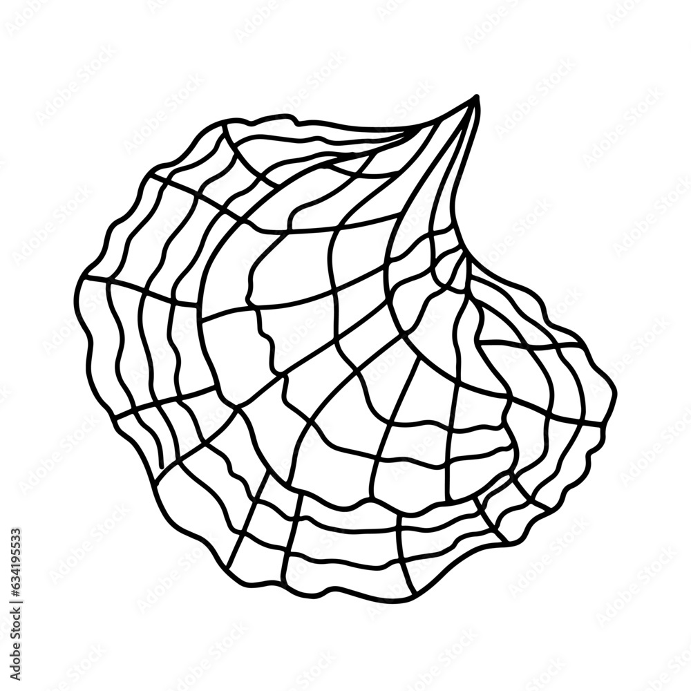Seashell doodle line art design element for coloring page, teaching ...