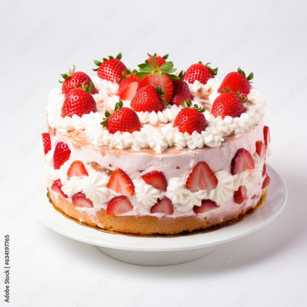 Strawberry cake on a plain white background - isolated stock pictures ...