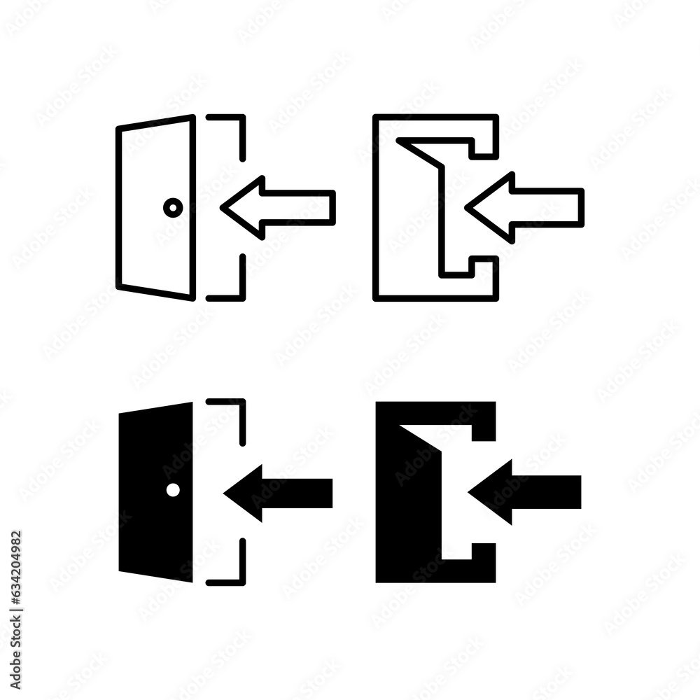 Login icons. Set of sign out, Sign in vector icon. Open door symbol ...
