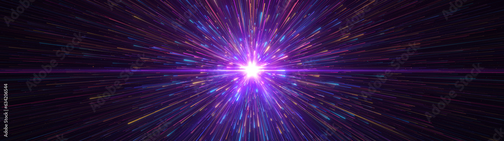 Colorful cosmic flow. Ultra wide background. Fast travel in space ...