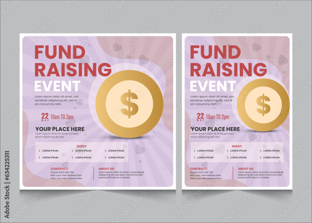 Set of charity fundraising poster and square post templates, vector ...