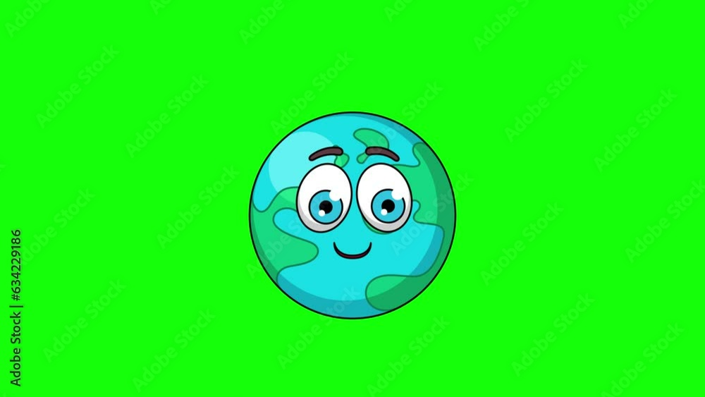 earth cartoon with smiling face with heart eyes, emoji emoticon ...