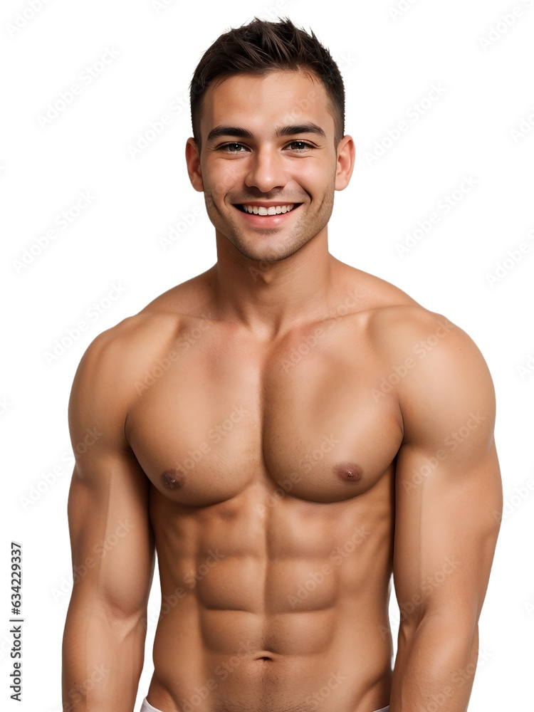 Fitness man smiling and looking at the camera, isolated, transparent ...