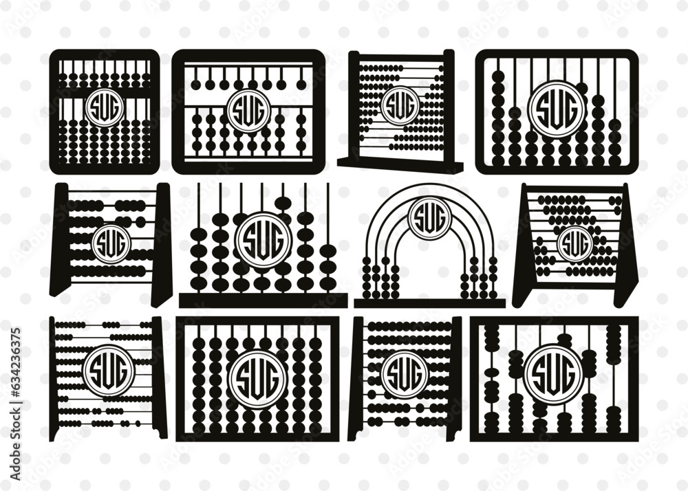 Abacus Circle Monogram, Abacus Silhouette, Abacus SVG Cut Files ...