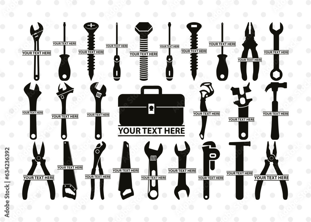 Tools Split Monogram, Tools Silhouette, Tools SVG Cut Files, Wrench SVG ...
