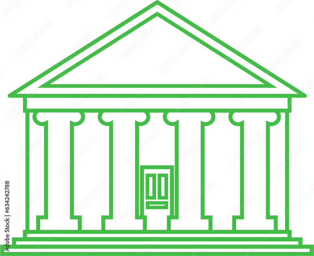Digital png illustration of green building with pediment and columns on ...