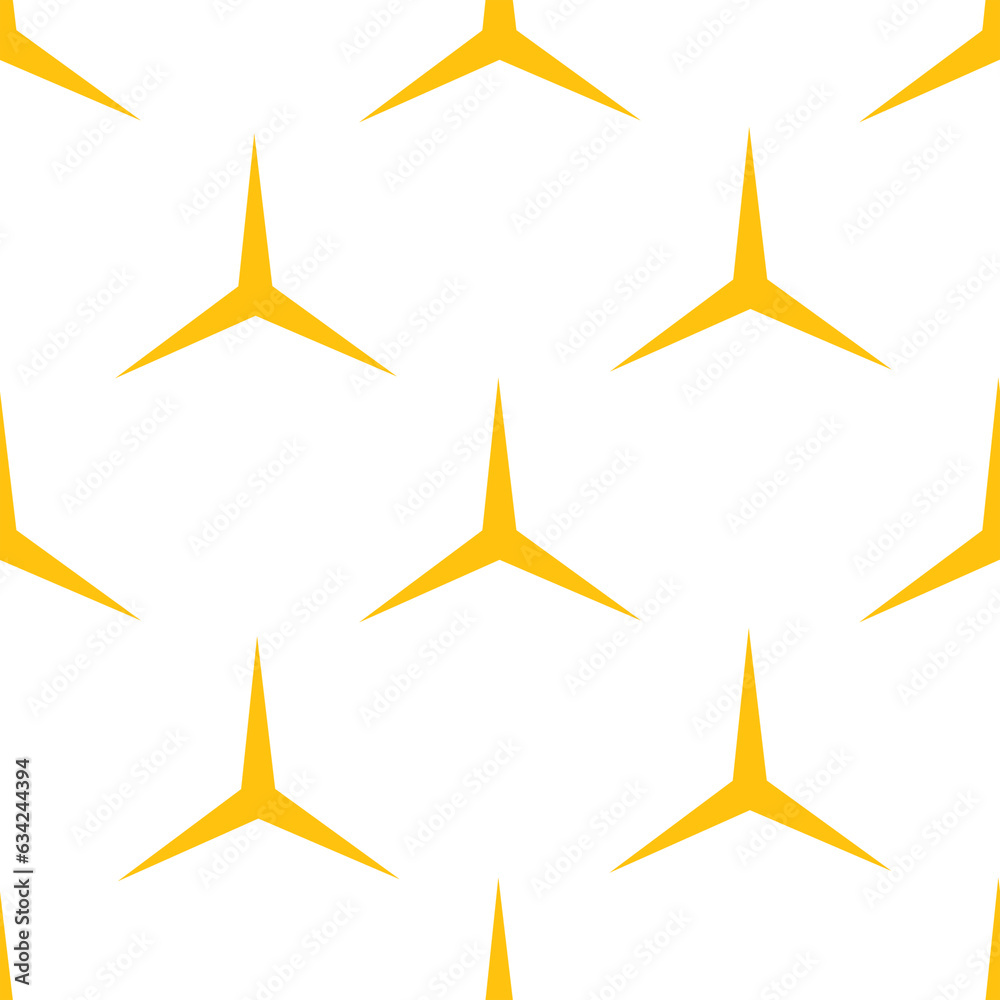 Digital png illustration of repeated yellow three point stars on ...