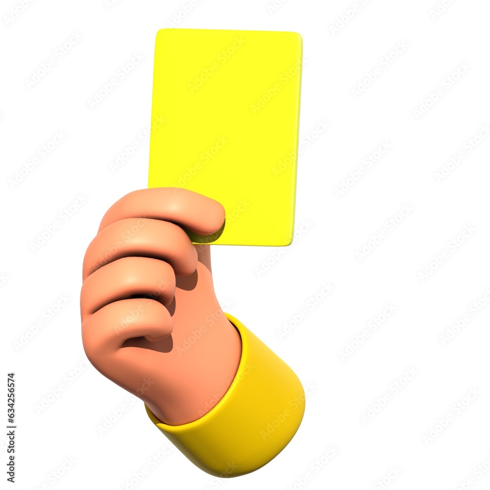 3d gesture of referee's hand when picking up yellow card for foul ...