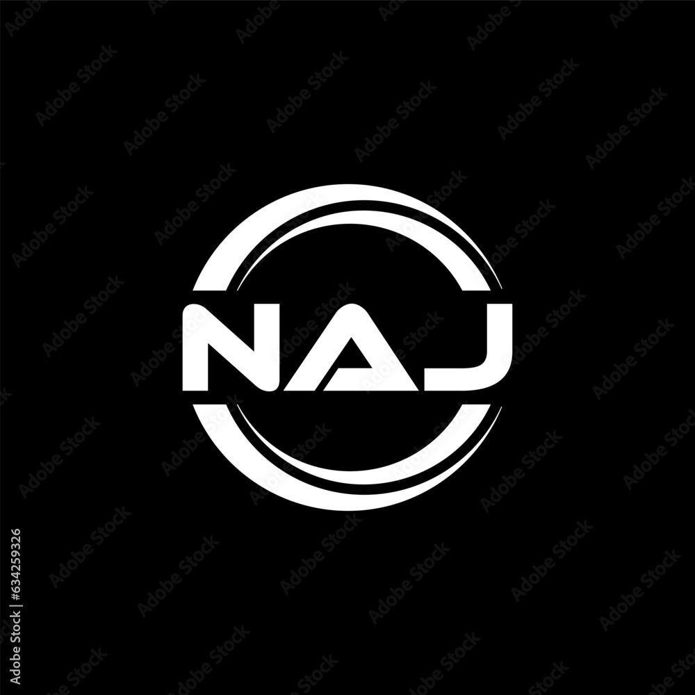 NAJ letter logo design with black background in illustrator, vector ...
