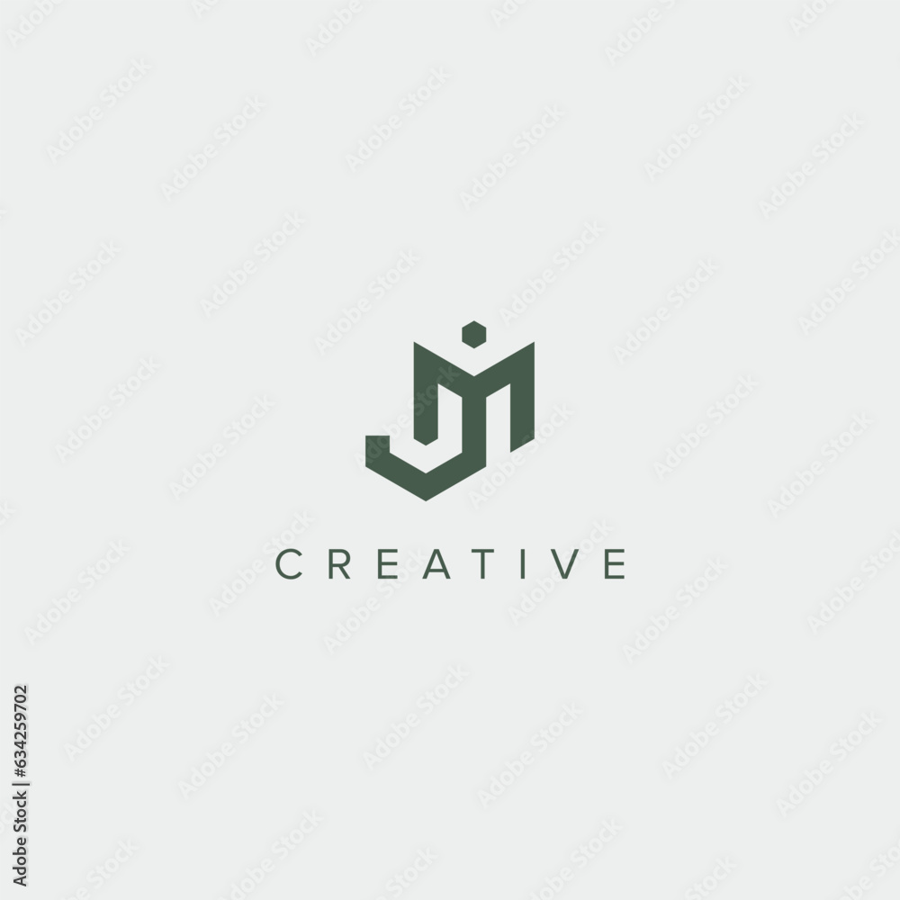 Modern unique letter MJ JM logo design template - vector. Stock Vector ...